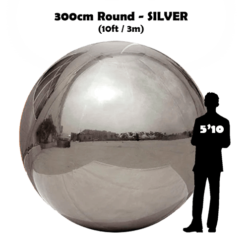 Rent Big Shiny Balls - 10FT / 3M Round - Inflatable Sphere - SILVER ...