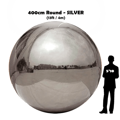 Rent Big Shiny Balls - 13FT / 4M Round - Inflatable Sphere - SILVER ...